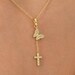 14K Gold Butterfly Cross Necklace Butterfly Y Necklace - Etsy