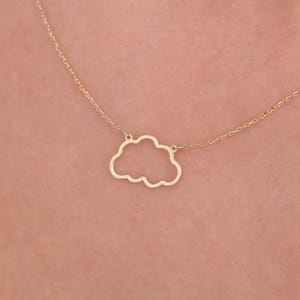 14K Solid Gold Cloud Necklace, Cloud Jewelry, Cloud Pendant, 16th Birthday Gift Girl, Dainty ...
