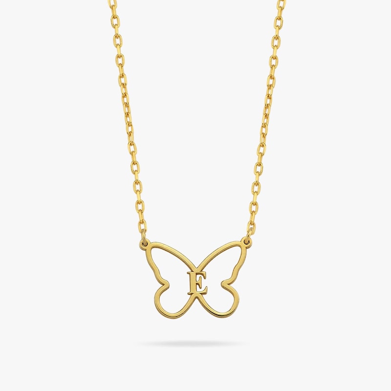 Butterfly Initial Necklace - Etsy