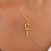 14K Solid Gold Ankh Necklace , Spiritual Jewelry, Minimal Ankh Necklace for Women, Cross ...