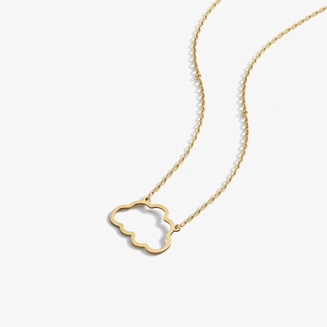 14K Solid Gold Cloud Necklace, Cloud Jewelry, Cloud Pendant, 16th Birthday Gift Girl, Dainty ...