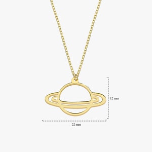 14K Solid Gold Saturn Necklace: Galaxy Jewelry - Etsy