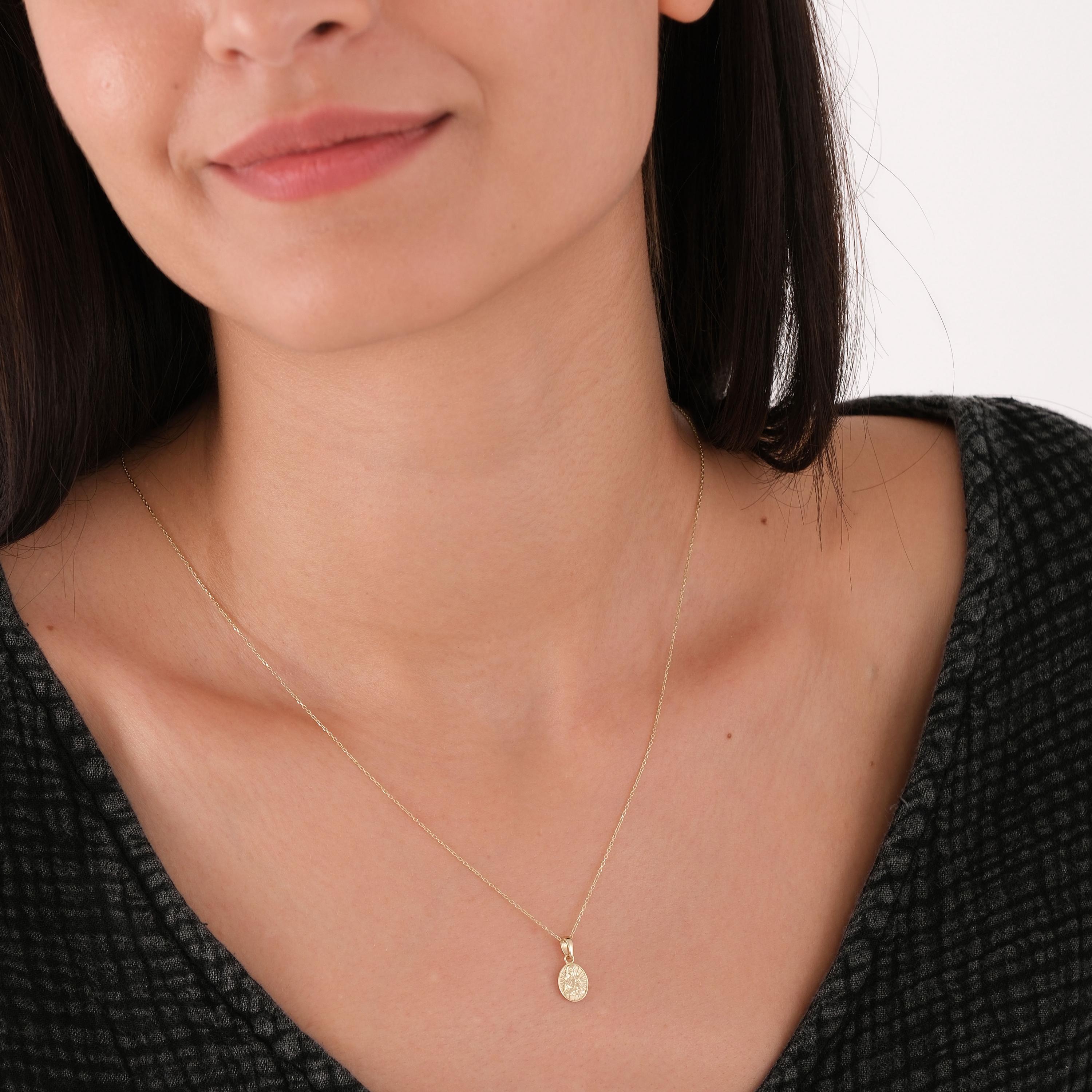 14K Solid Gold Catholic Confirmation Gifts, Choose Saint Necklace ...