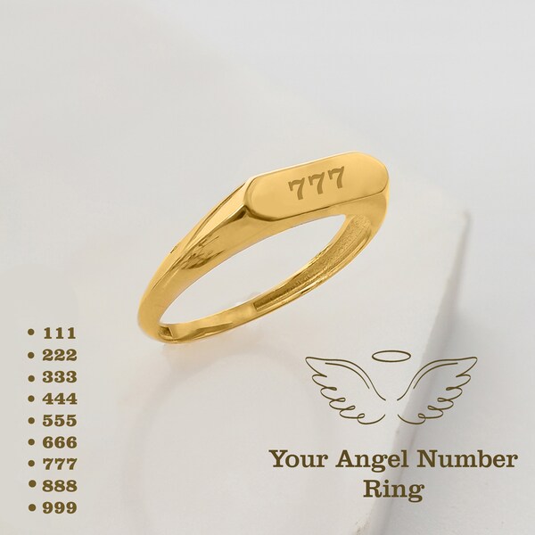 14k Gold Angel Number Ring - Etsy
