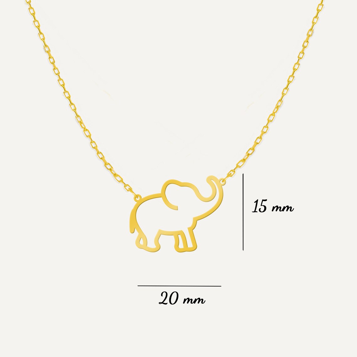 14K Solid Gold Elephant Necklace for Women Cute Elephant - Etsy