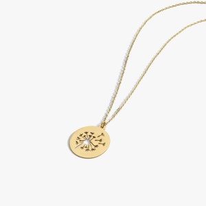 14K Solid Gold Dandelion Necklace, Dandelion Pendant, Dandelion Flower ...