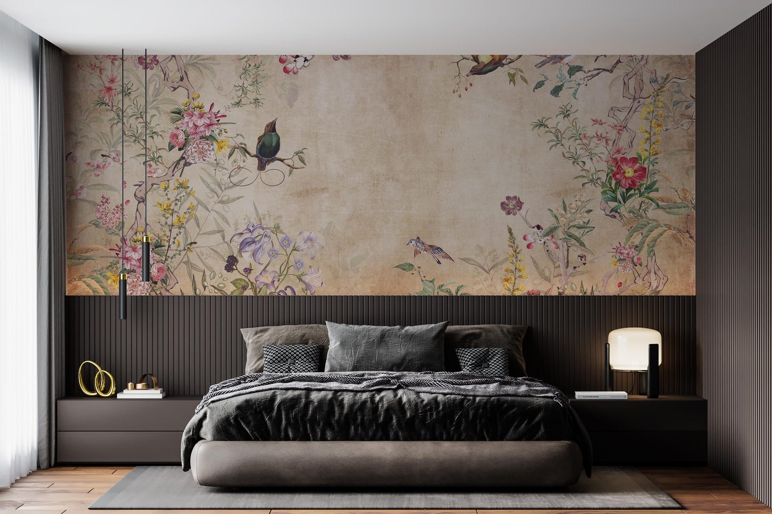 Vintage Tree Branch Mural Wallpaper: Colorful Floral Wall Decor - Etsy