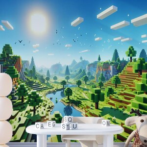 Minecraft Peel Stick Wallpaper Mural, Digital Printing, Wallpaper for ...