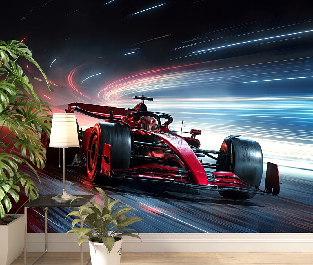 Peel and Stick Racing Theme Vinyl Wallpaper Red Blue Dynamic Adventure ...