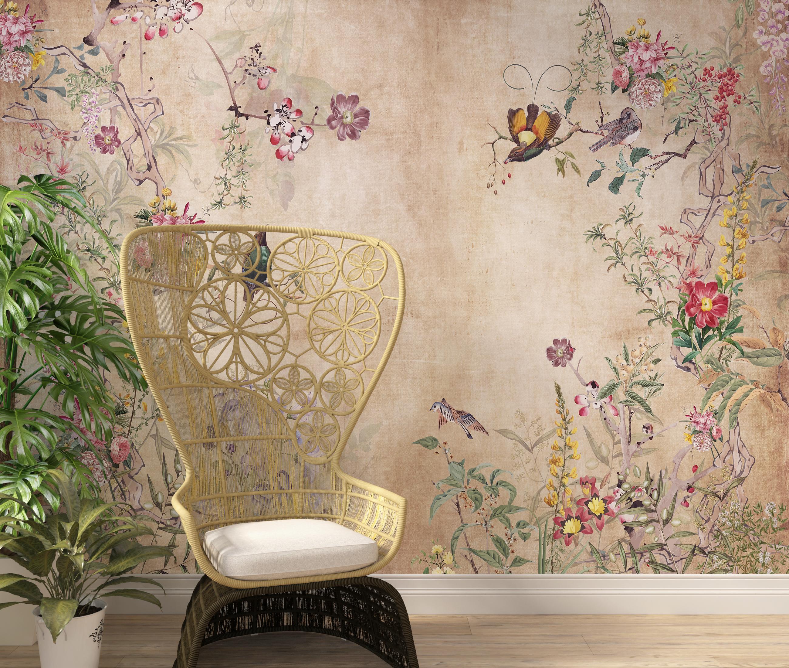 Vintage Tree Branch Mural Wallpaper: Colorful Floral Wall Decor - Etsy