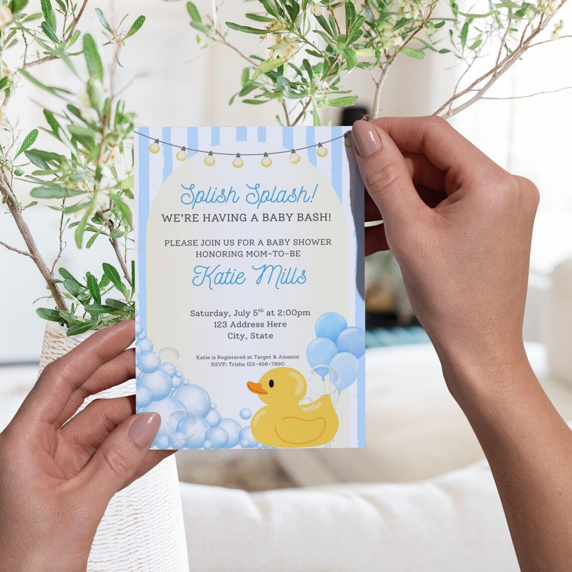 Editable Rubber Duck Baby Shower, Splish Splash Baby Bash, Yellow Duck ...
