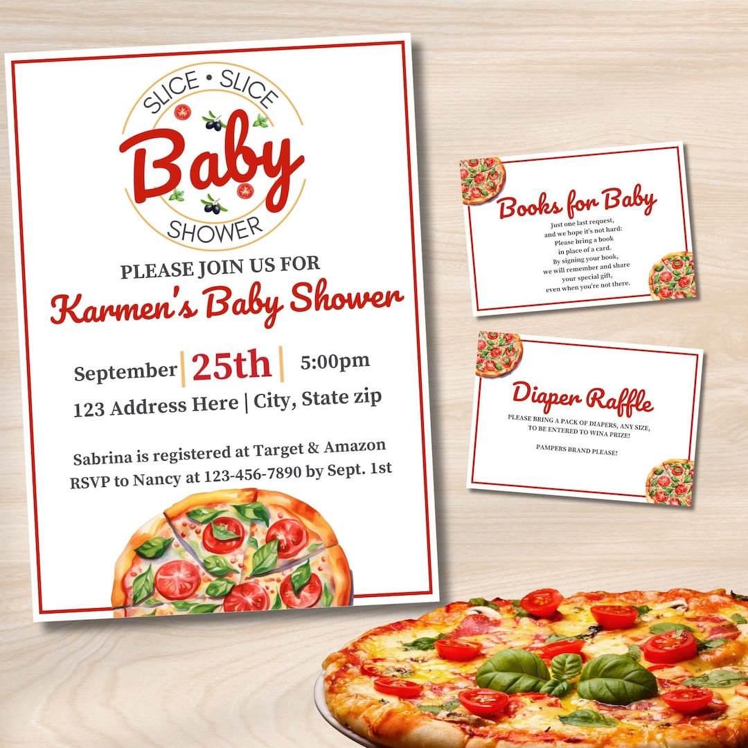 Slice Slice Baby Shower Invitation Template, Pizza Baby Shower Invite ...