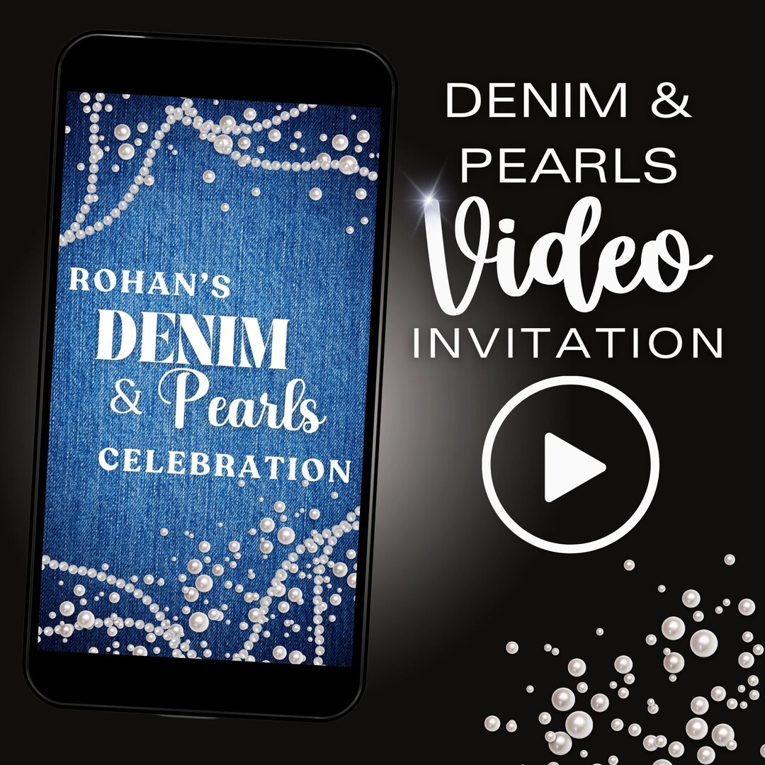 Denim and Pearls Party Invitation, Video Invite, Video Evite, Video ...