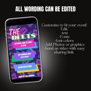 Retro Evite Video Template ,90’s Birthday Invitation, 80’s Evite ...