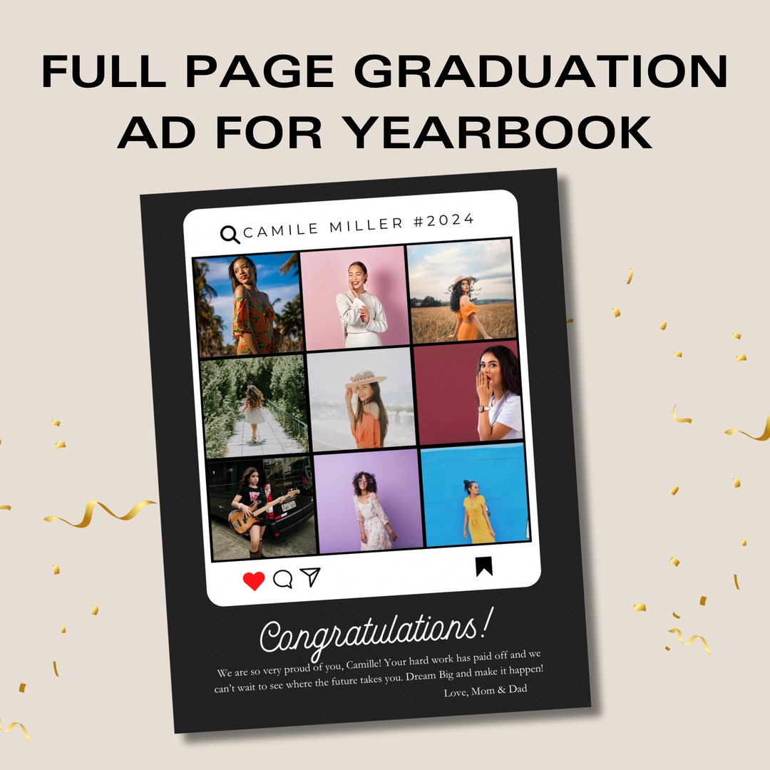 Full Page Yearbook Ad Template, Graduation Ad for Yearbook, Canva ...