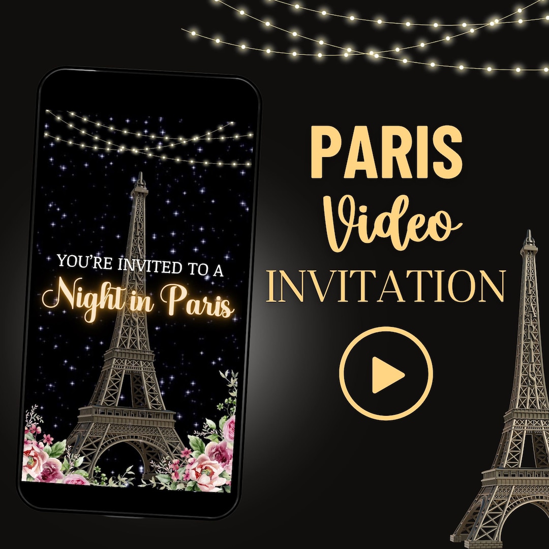 Night in Paris Video Invitation, Video Evite, Video Invite With Photo ...