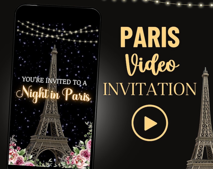 Night in Paris Video Invitation, Video Evite, Video Invite With Photo ...