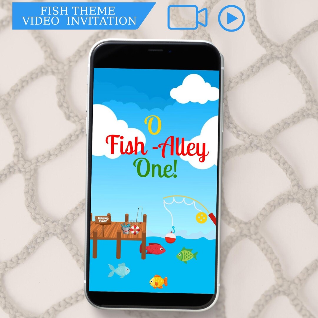 O-fish-alley One Birthday Video Invite, First Birthday Fish Theme, Fish ...