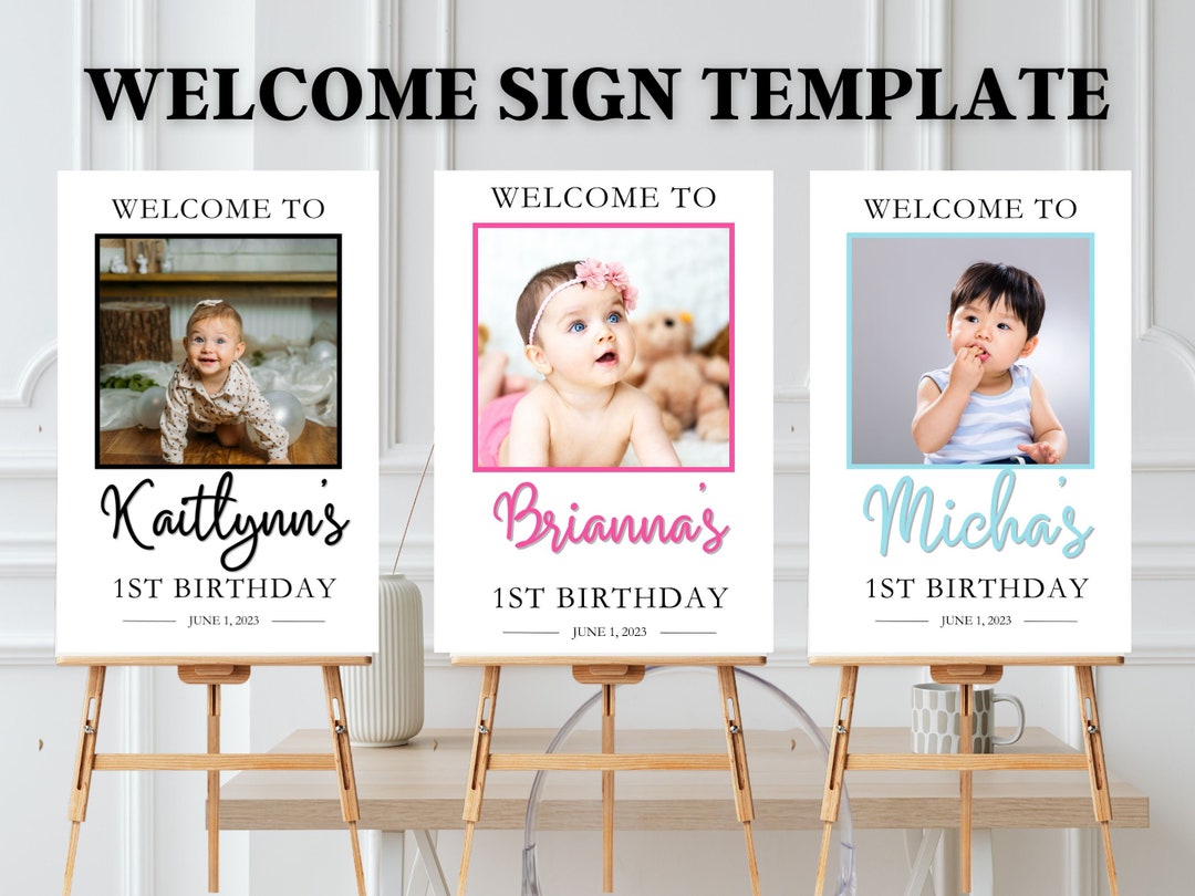 Welcome Birthday Sign Template, First Birthday Sign, Birthday Sign ...
