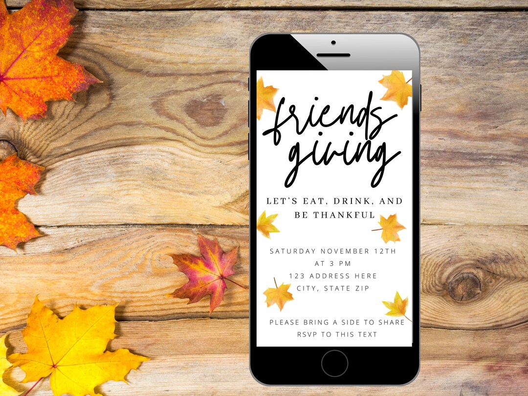 Friendsgiving Evite Template, Fully Customizable, Send via Text Message ...