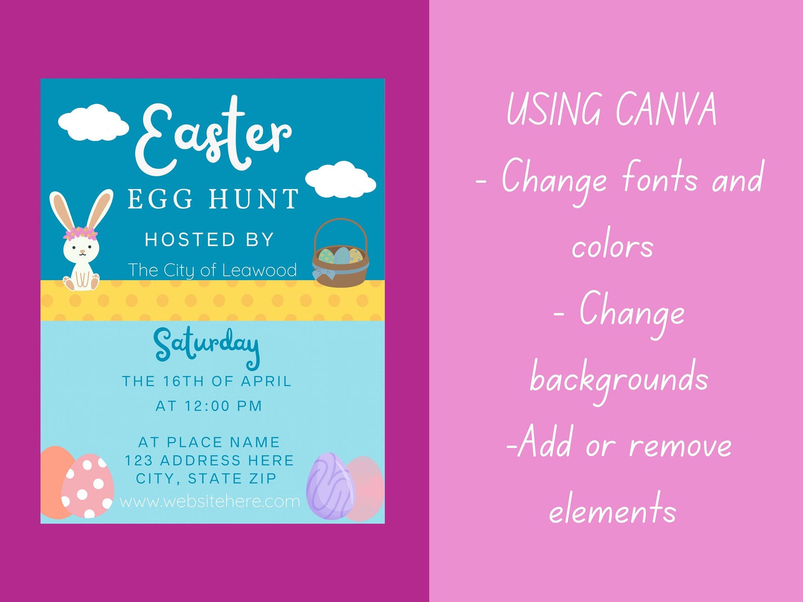Editable Easter Egg Hunt Flyer Canva Template Editable | Etsy