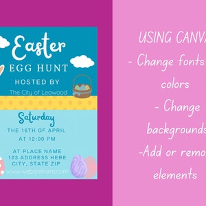 Editable Easter Egg Hunt Flyer, Canva Template, Editable Flyer, Easter ...
