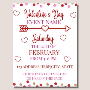 Editable Valentines Event Flyer, Valentines Bake Sale, Valentines Dance ...