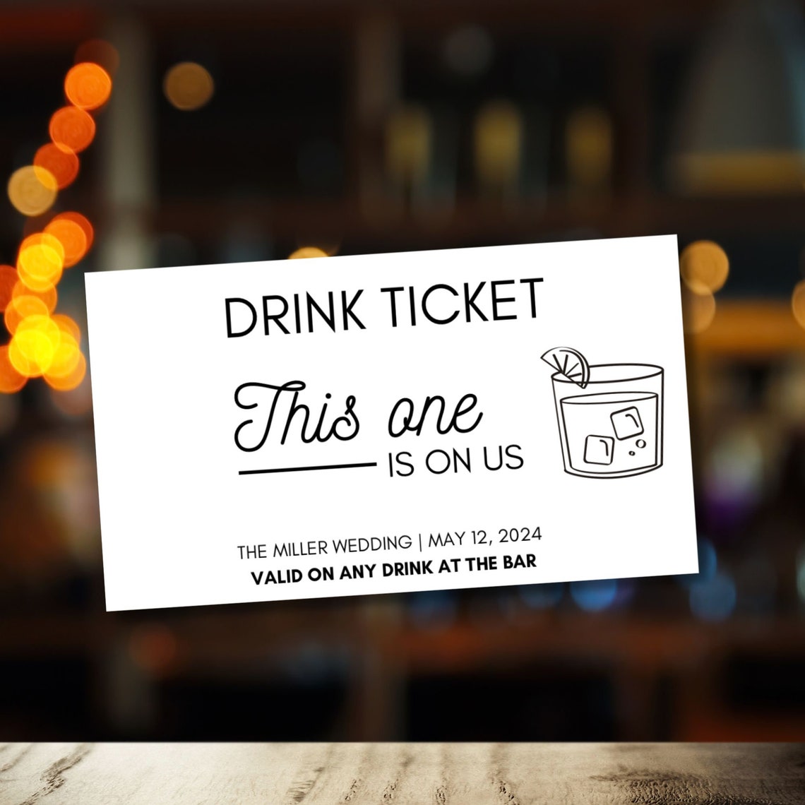 EDITABLE Drink Ticket Template, Drink Ticket, Printable Bar Ticket ...