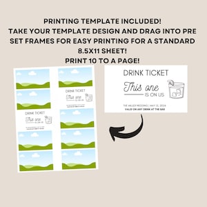 EDITABLE Drink Ticket Template, Drink Ticket, Printable Bar Ticket ...
