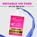 Editable VIP Sneaker Ball Pass, Canva Template, VIP Pass Template ...