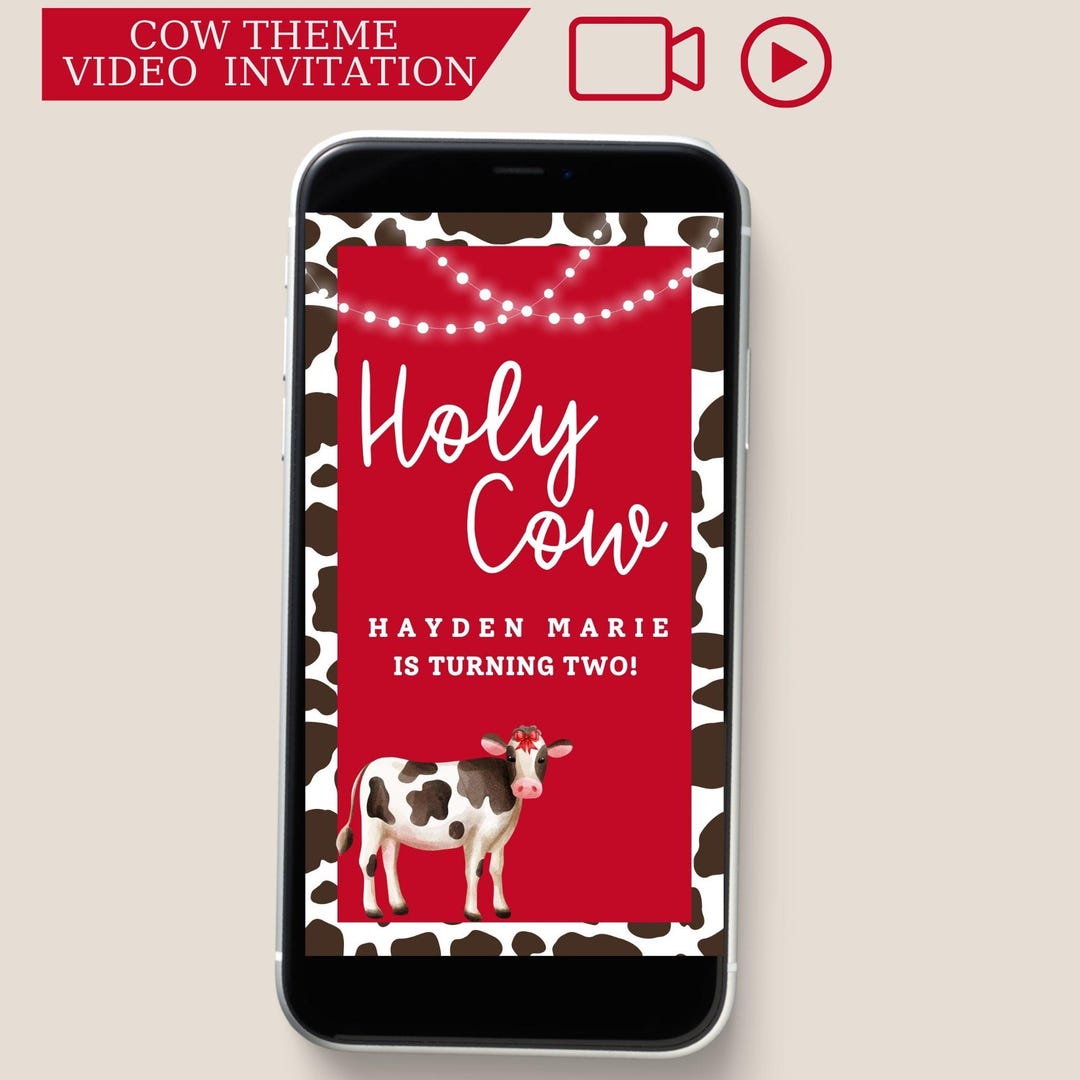 Holy Cow Video Invitation, Video Evite, Video Invite, Cow Invite, Cow ...