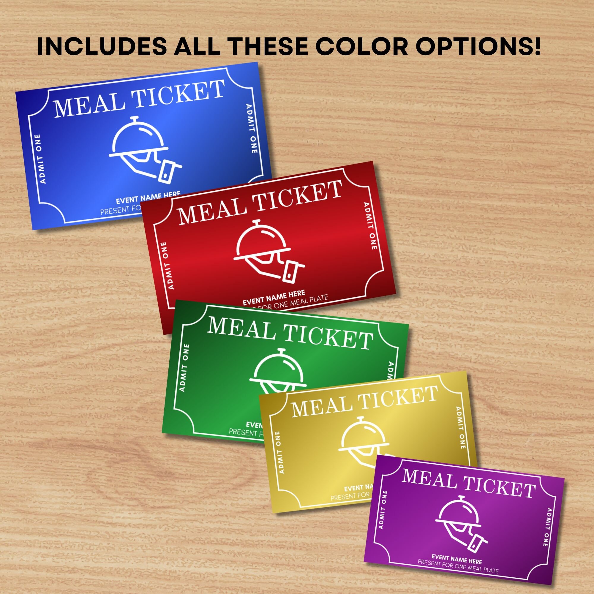 Plantilla de ticket de comida EDITABLE, Ticket de comida, Ticket de ...