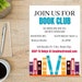 Editable Book Club Invitation, Invitation Template, Book Club, Book of ...