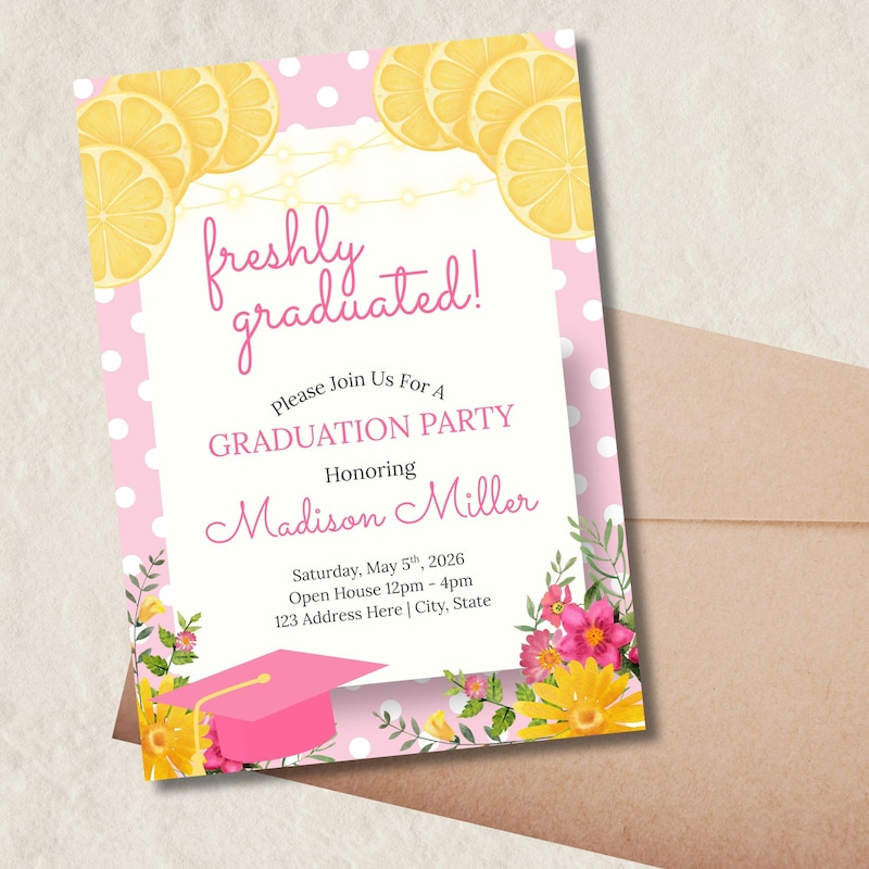 Freshly Graduated Invitations - Etsy