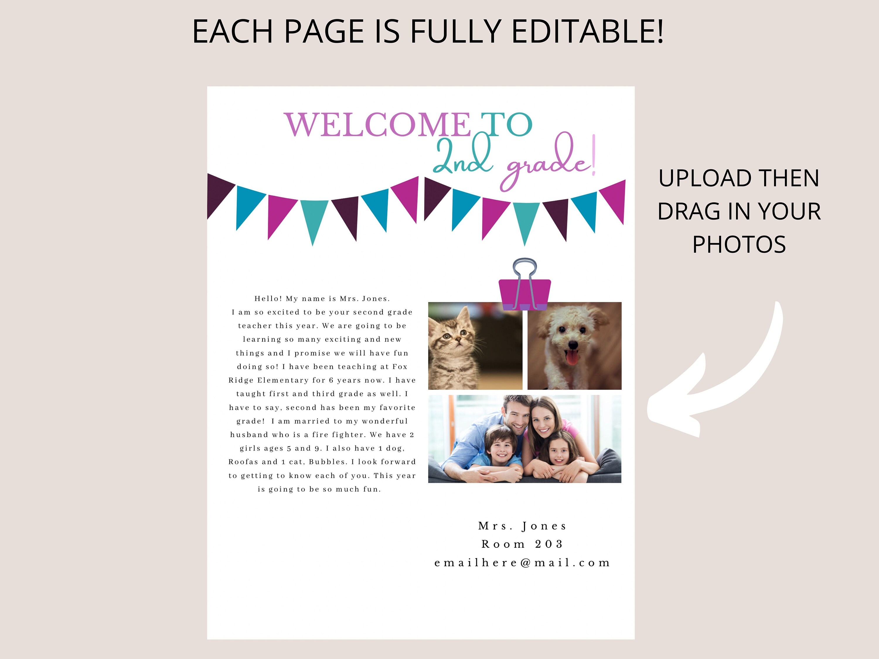 Teacher Welcome Packet, Back to School Packet, Meet Your Teacher, First ...