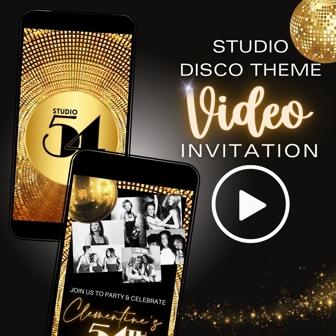 Studio Disco Ball Video Invitation, Birthday Video Inivte, Video Inites ...