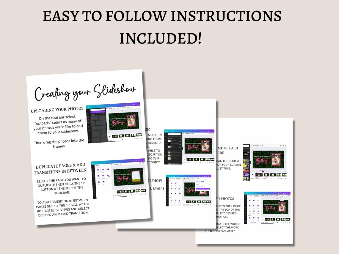 Slideshow Template, Creat Your Own Slideshow, Canva Template, Canva ...