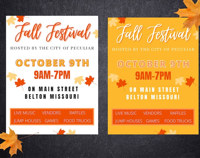 Editable Fall Festival Flyer, Flyer Template, Autumn Flyer, City Event ...