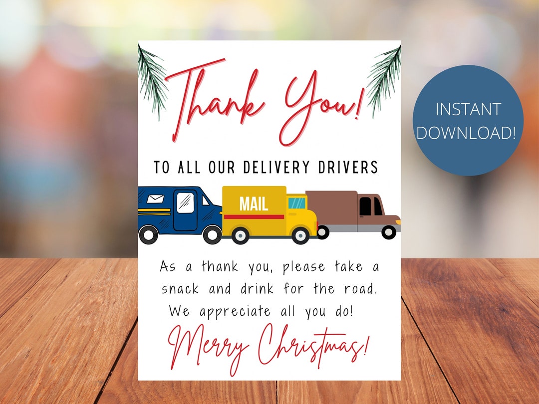 Delivery Driver Thank You Print, Us Letter Flyer Printable, Mail Truck ...