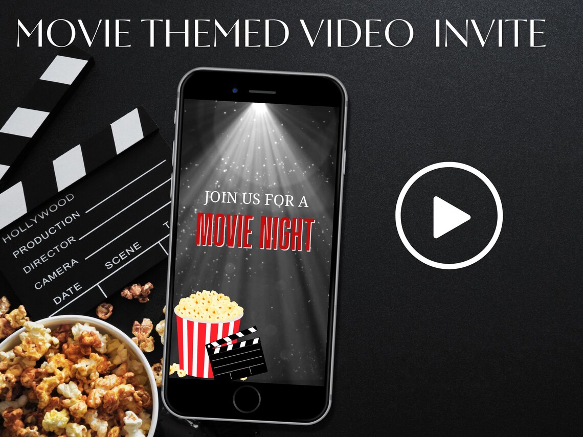 Movie Themed VIDEO Invite Video Invitation Movie and Dinner - Etsy
