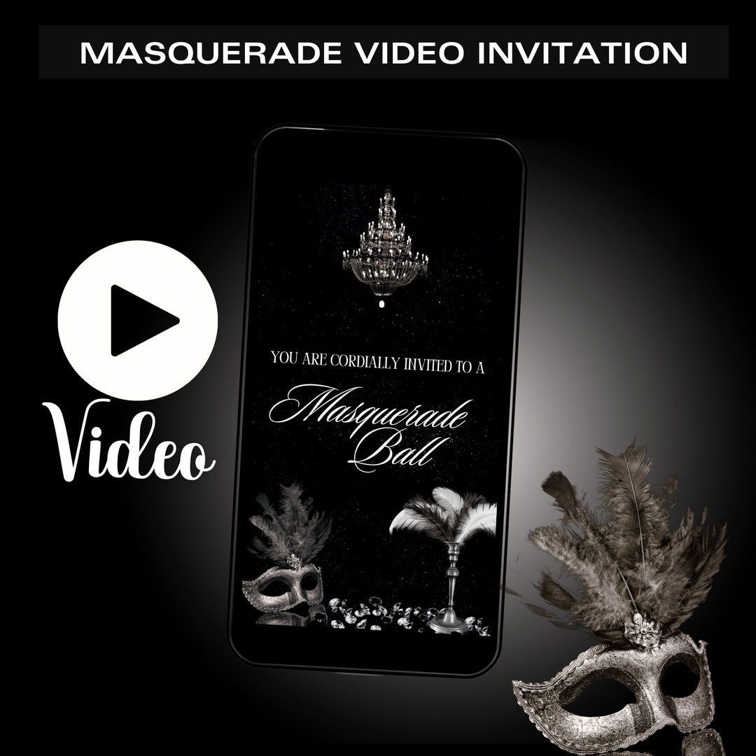 Masquerade Video Invitation, Masquerade Ball Invite, Masquerade Party ...