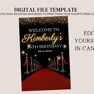 Red Carpet Welcome Sign Template, Welcome Sign Template, Canva Template ...