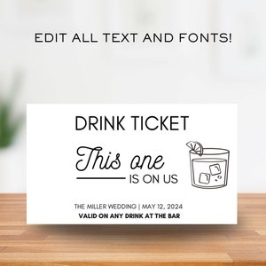 EDITABLE Drink Ticket Template, Drink Ticket, Printable Bar Ticket ...