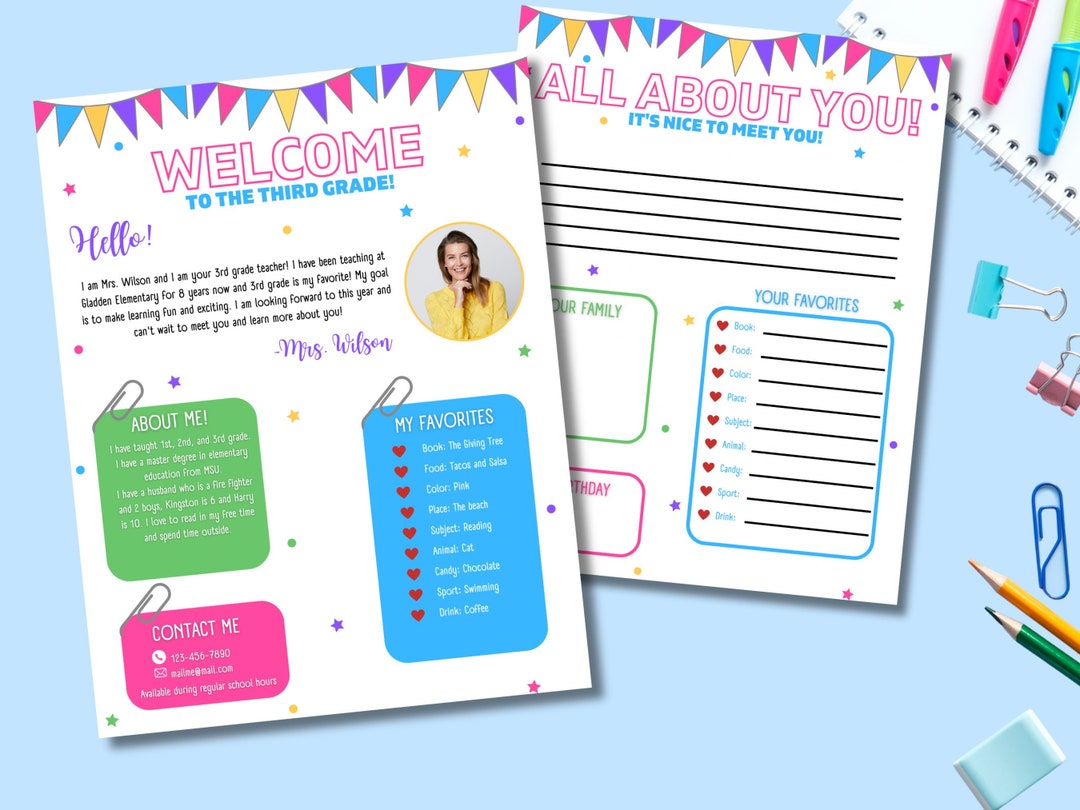 Teacher Welcome Page, First Day of School Flyer, Welcome to School Page ...