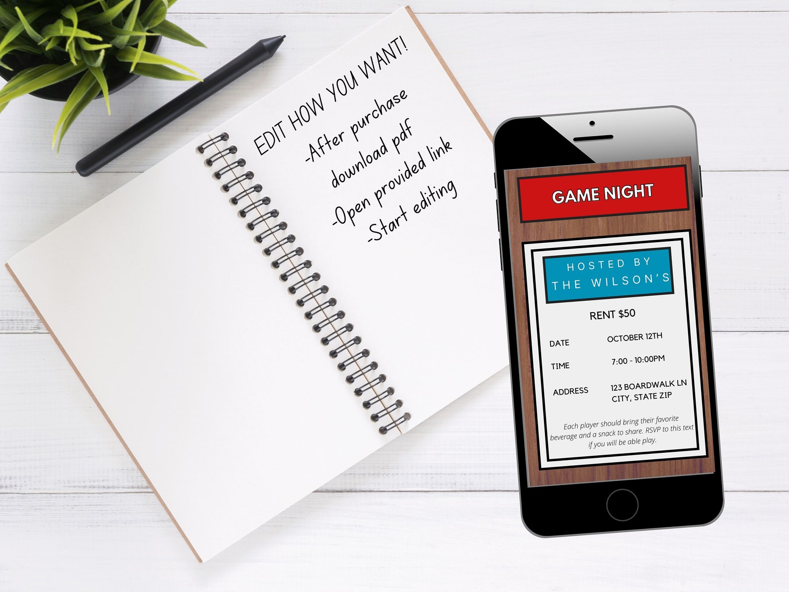 Game Night Evite, Game Night Invitation, Text Invitation, Monopoly ...