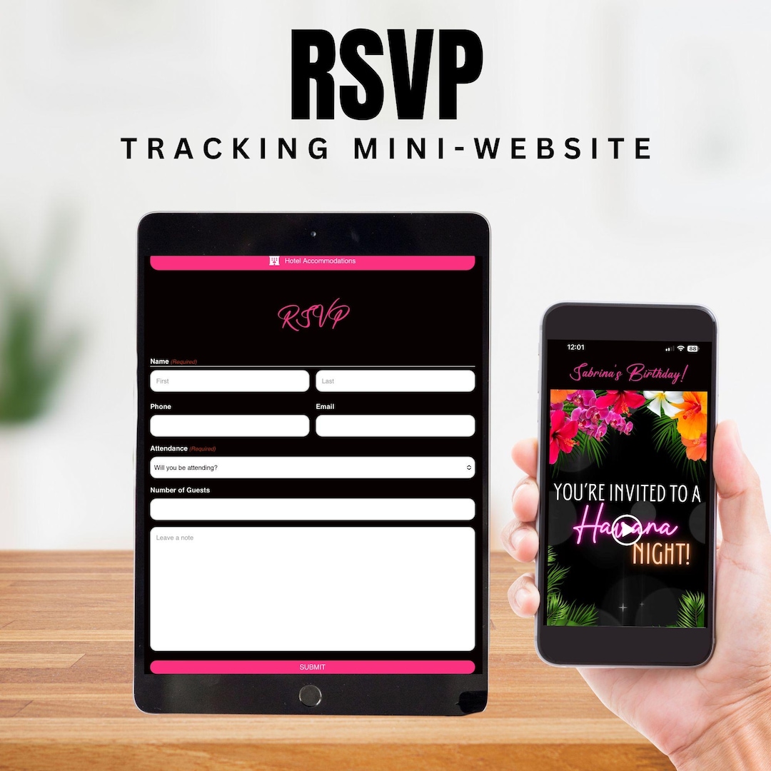 RSVP Tracking Website Add on Purchase, Mini Website, Rsvp Form, Video ...