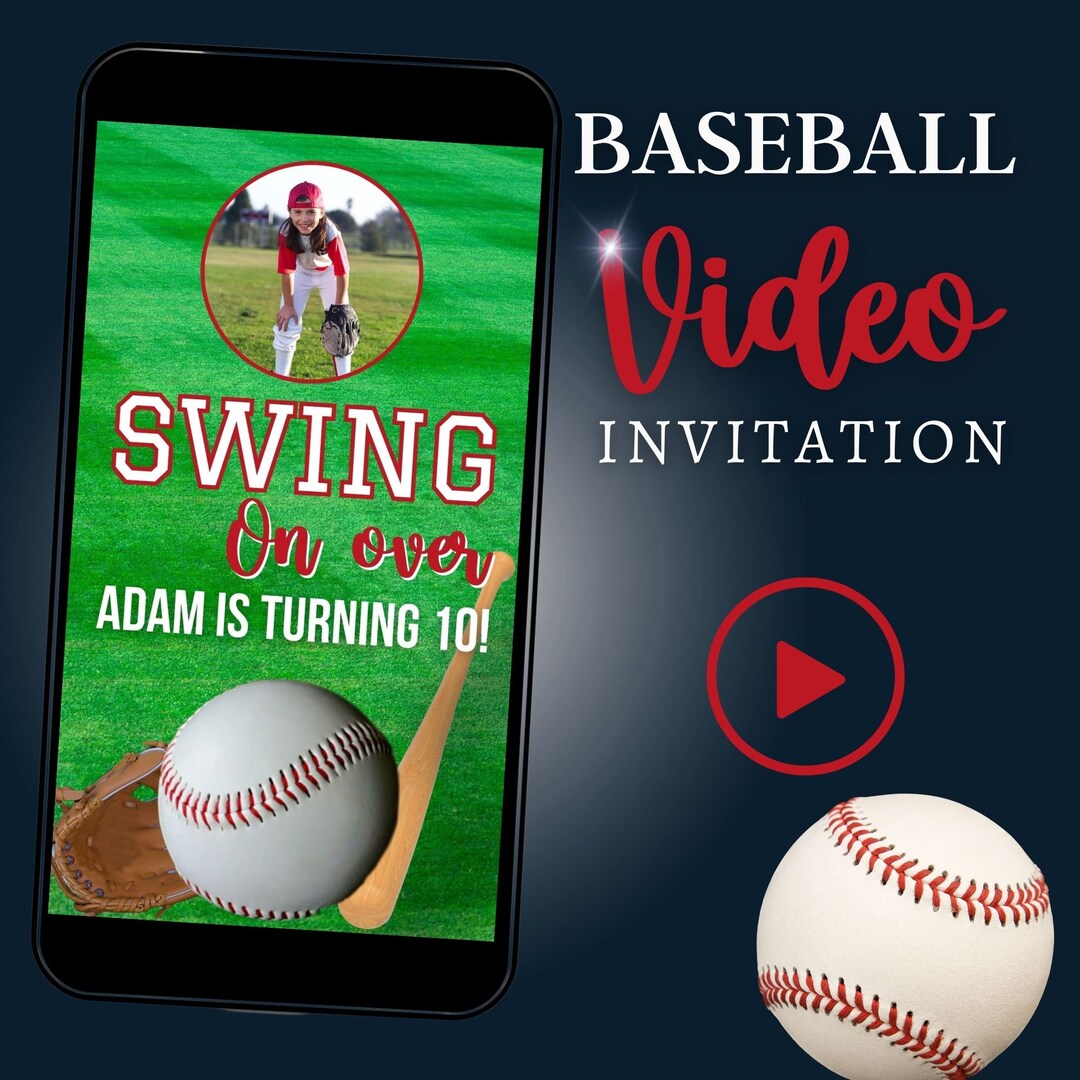 Baseball VIDEO Invitation, Baseball Invite, Baseball Theme Party ...