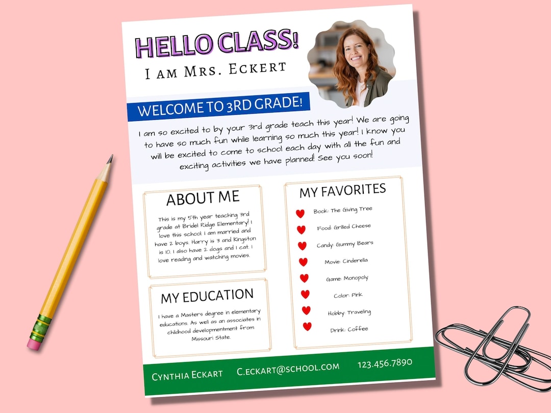 Teacher Welcome Page, First Day of School Flyer, Welcome to School Page ...