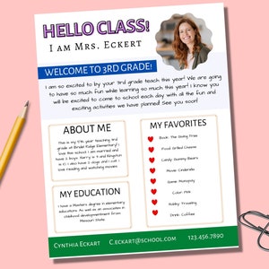 Teacher Welcome Page, First Day of School Flyer, Welcome to School Page ...