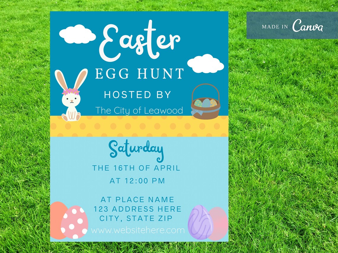 Editable Easter Egg Hunt Flyer Canva Template Editable | Etsy